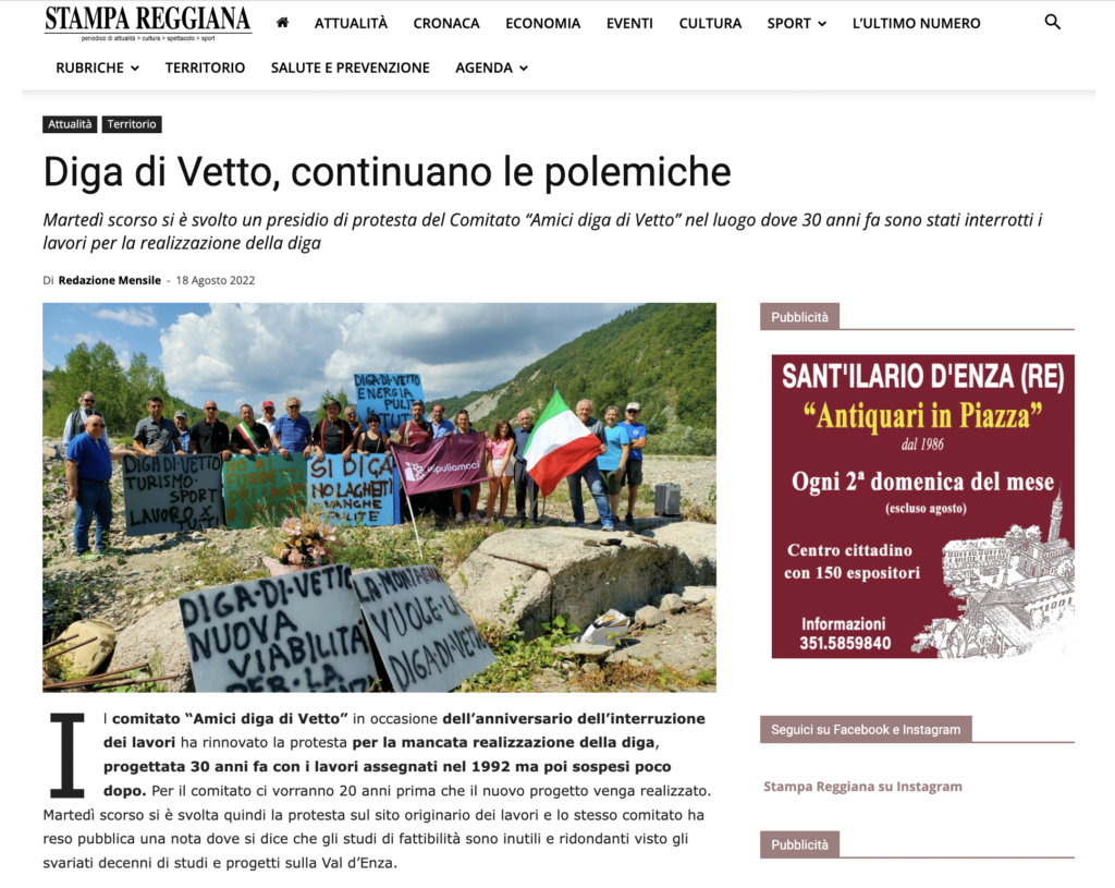Diga di Vetto, continuano le polemiche - Rete Civica
